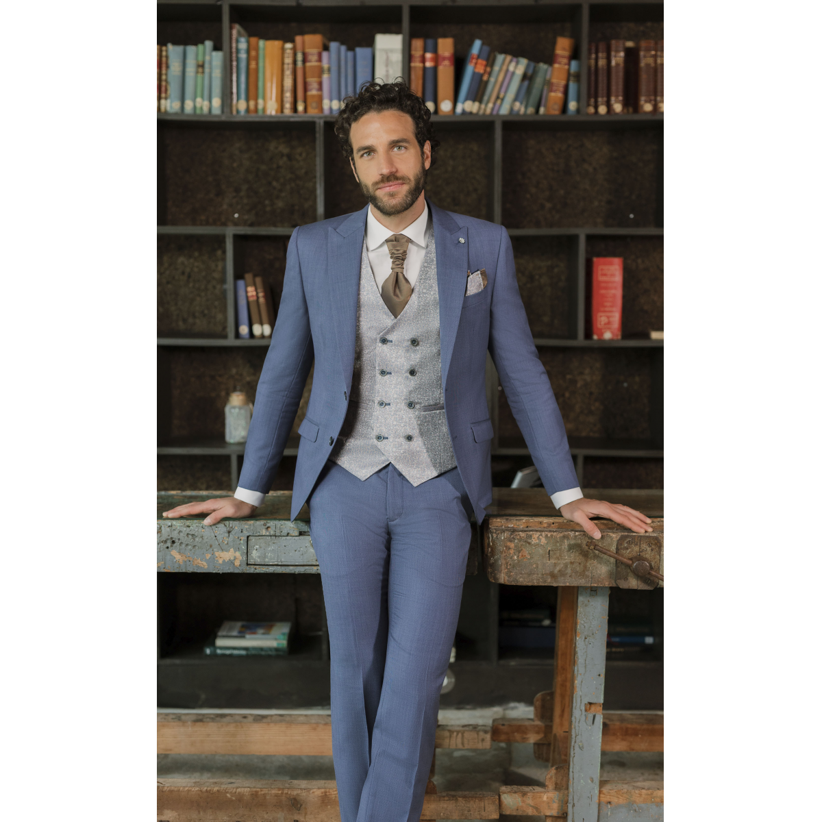 Traje de Novio Azul Claro en Lana con Micro Dibujo - FCC4026200.K55400 ...