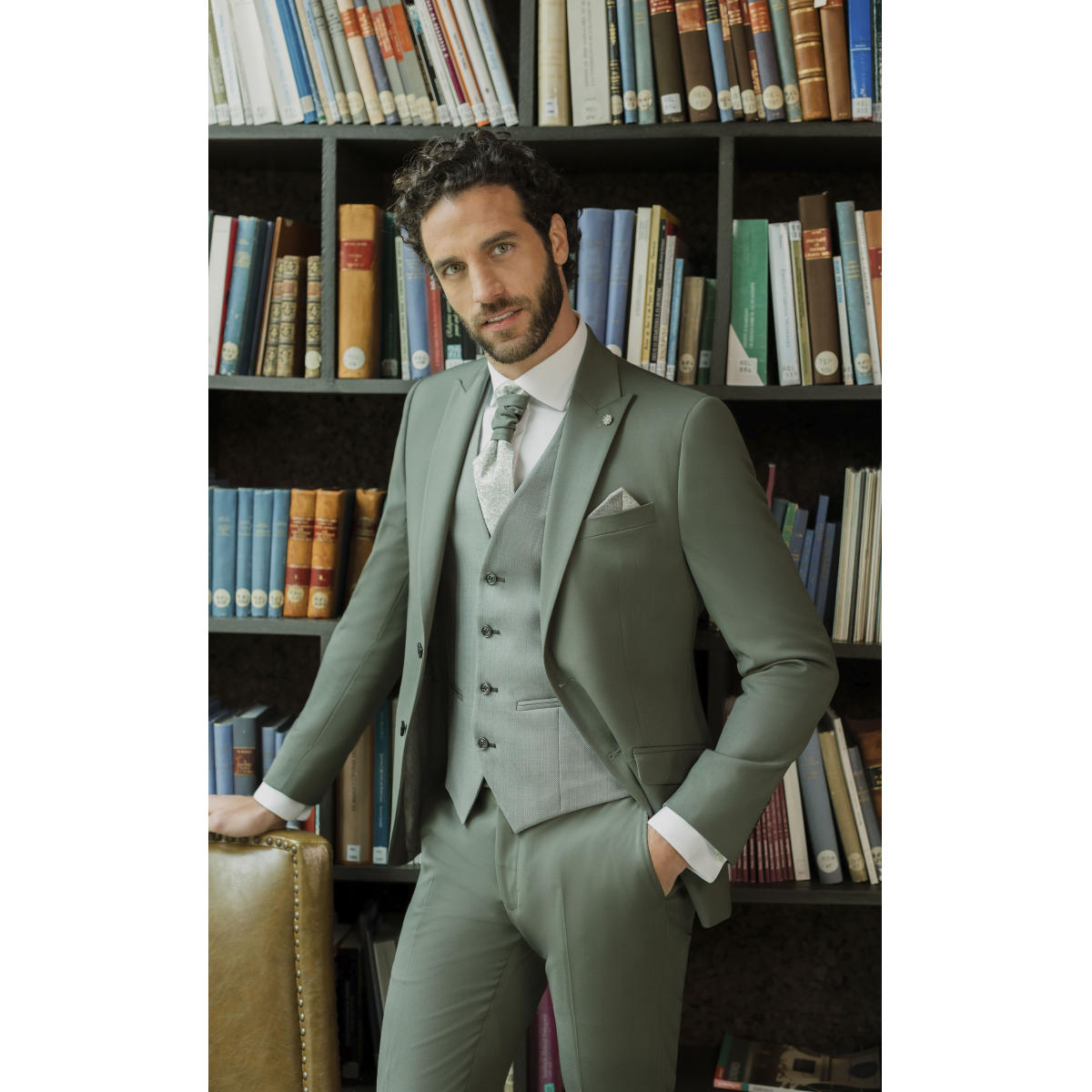 Traje de Novio Lana Verde RV con Chaleco en Contraste - FCC4426800 ...
